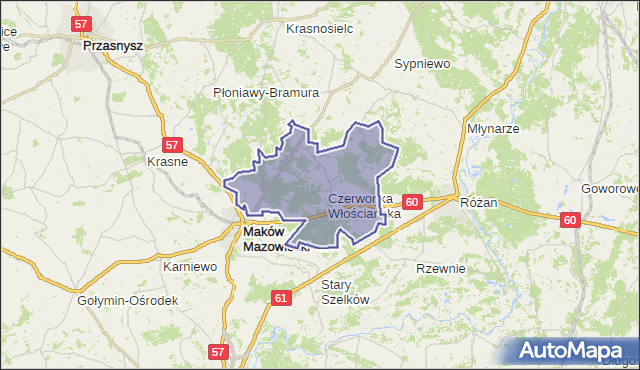 Gmina Czerwonka, powiat makowski, województwo mazowieckie na mapie Targeo