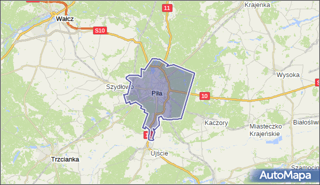 Gmina Piła, powiat pilski, województwo wielkopolskie na mapie Targeo