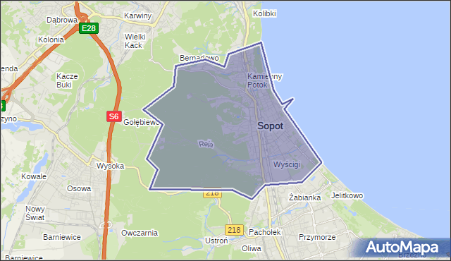 Gmina Sopot, powiat Sopot, województwo pomorskie na mapie Targeo