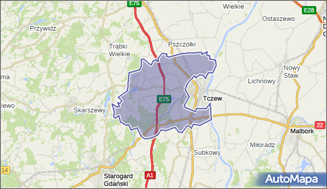 Gmina Tczew, powiat tczewski, województwo pomorskie na mapie Targeo