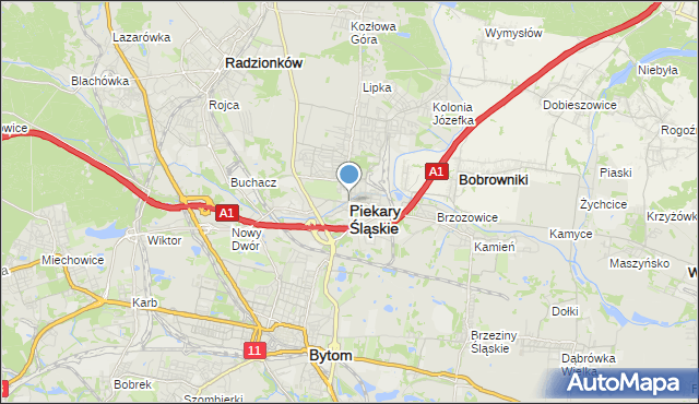 Mapa Piekary Śląskie, Piekary Śląskie na mapie Targeo Mapa Piekary Śląskie, Piekary Śląskie na mapie Targeo