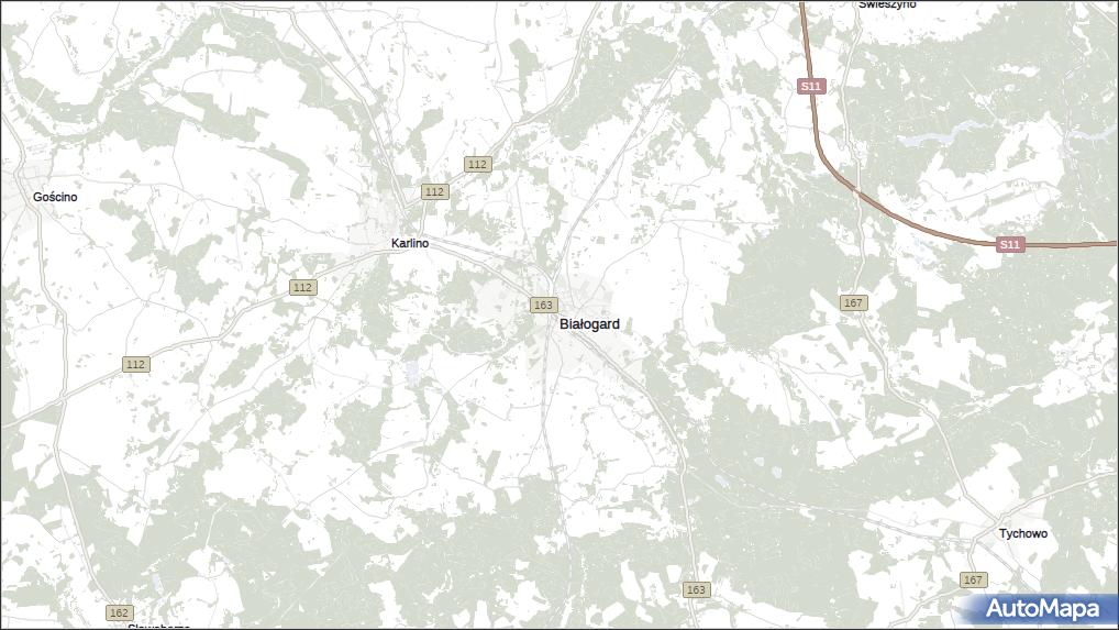mapa Białogard, Białogard na mapie Targeo