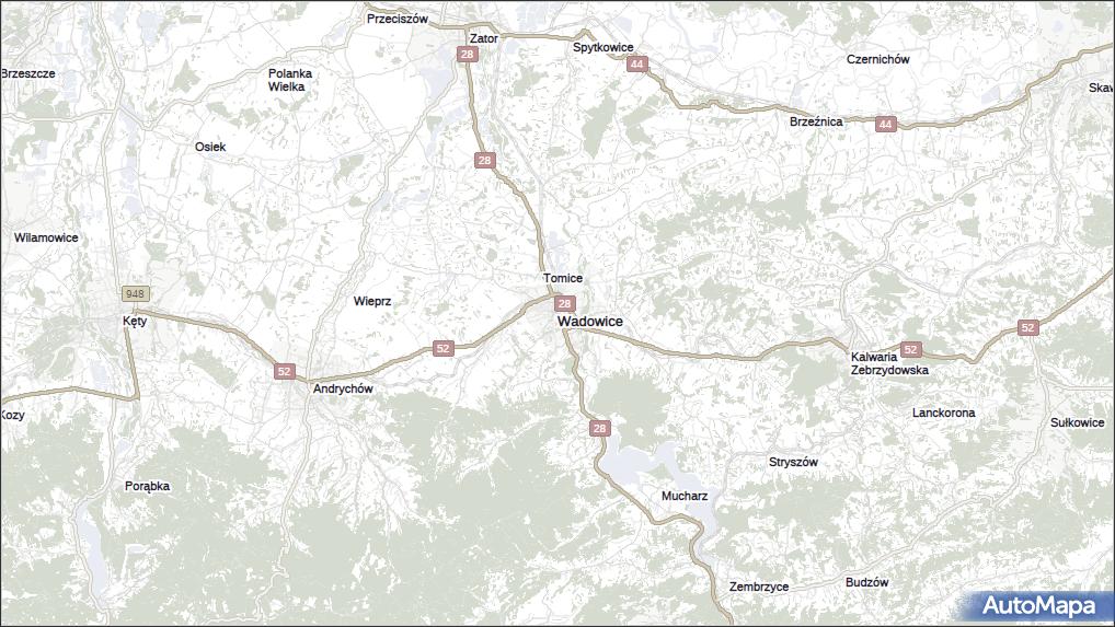 Mapa Wadowice, Wadowice na mapie Targeo